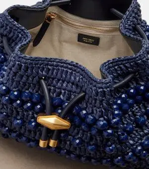 JIMMY CHOO Cinch Medium Beaded Raffia Tote