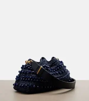 JIMMY CHOO Cinch Medium Beaded Raffia Tote