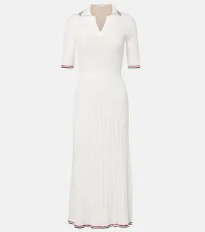 Brunello Cucinelli Ribbed-knit Cotton Midi Dress - White
