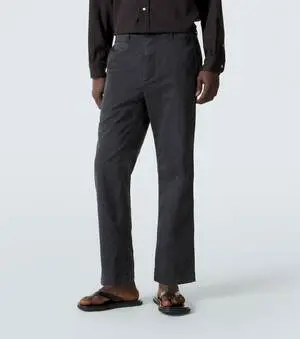 Auralee Cotton Straight Chinos - Black