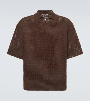 Auralee Cotton And Silk Polo Shirt - Brown