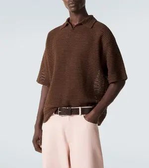 Auralee Cotton And Silk Polo Shirt - Brown