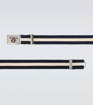 Ralph Lauren Purple Label Striped Leather-trimmed Belt