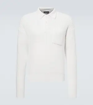 Ralph Lauren Purple Label Silk And Linen Blend Polo Sweater - White