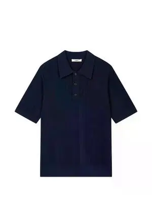 STUDIO TOMBOY Ribbed Knit Polo Shirt - Blue