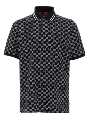 Gucci Gg Cotton Pique Polo Shirt - Blue