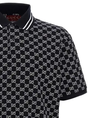 Gucci Gg Cotton Pique Polo Shirt - Blue