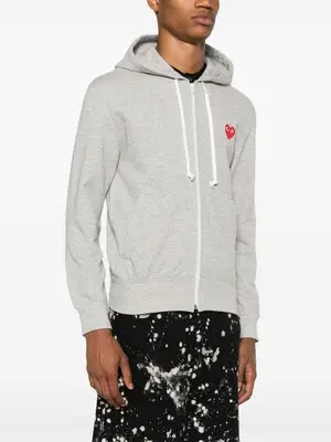 Play Comme Des Garcon Cotton Zipped Hoodie - Grey