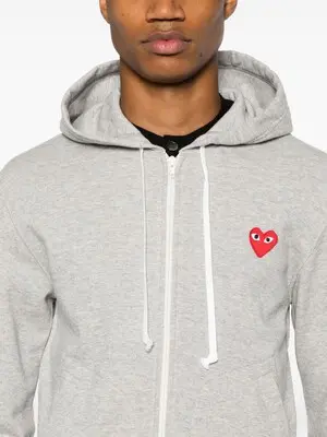 Play Comme Des Garcon Cotton Zipped Hoodie - Grey
