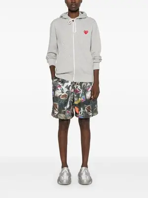Play Comme Des Garcon Cotton Zipped Hoodie - Grey