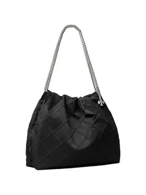 Tory Burch Fleming Nylon Hobo Bag - Black