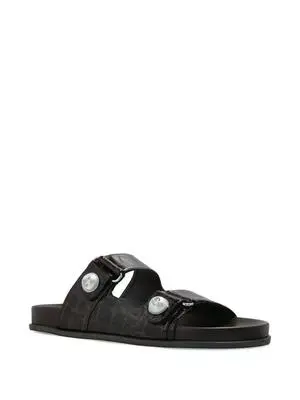 JIMMY CHOO Fayence Stud-embellished Leather Sandals - Brown