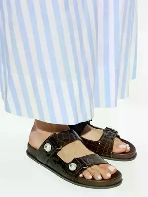 JIMMY CHOO Fayence Stud-embellished Leather Sandals - Brown