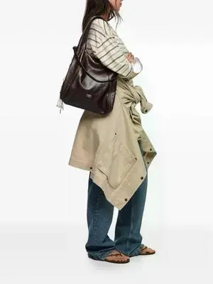 Bimba Y Lola Leather Shoulder Bag With Tassel - Brown