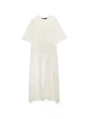 Bimba Y Lola Lace-trim Midi Dress - Neutrals
