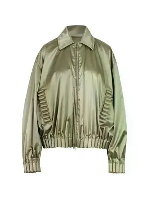 RAXXY Gathered-detail Zip Jacket - Green