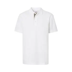 Burberry Monogram Motif Cotton Pique Polo - White