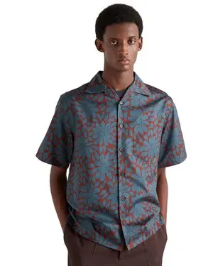 Prada Short-seeved Cotton Bend Shirt - Red