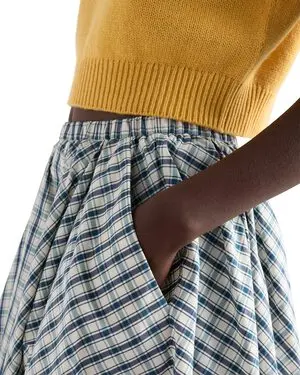 Prada Checked Chambray Skirt - Neutral