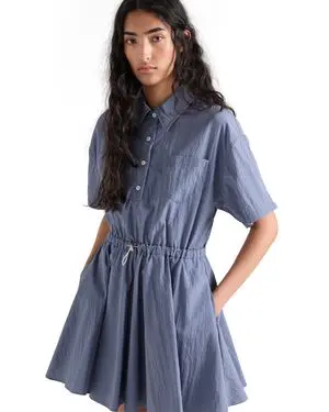 Prada Short-sleeved Technical Pongé Shirt Dress