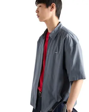 Prada Short-sleeved Technical Cotton Shirt - Grey
