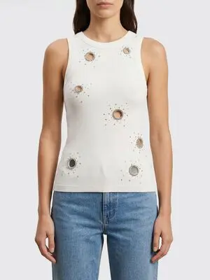 DES_PHEMMES Des Phemmes Embellished Jersey Top White