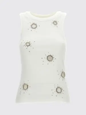 DES_PHEMMES Embellished Jersey Top - White