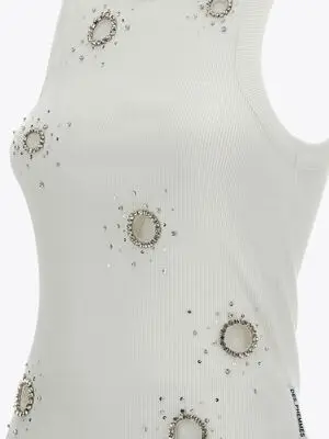 DES_PHEMMES Embellished Jersey Top - White