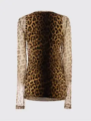 Sportmax Animal Print Jersey And Tulle Long Sleeve Top