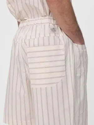 RANRA Striped Cotton Chino Shorts - White