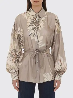Brunello Cucinelli Floral Print Silk Shirt With Tie Detail