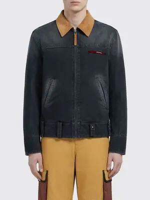 Marni Denim Jacket With Suede Collar - Black
