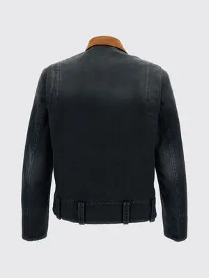 Marni Denim Jacket With Suede Collar - Black