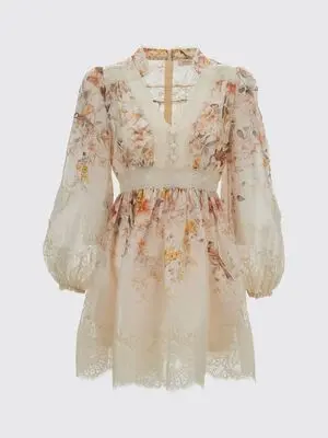 Zimmermann Floral Print Linen And Silk Mini Dress