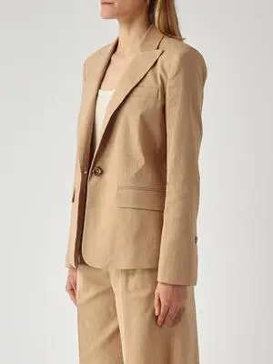 Pinko Single-breasted Linen Blend Blazer - Beige