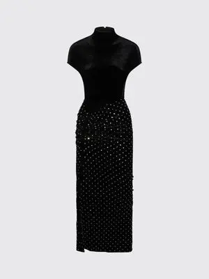 Alaïa Velvet Midi Dress With Rhinestones