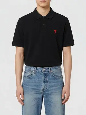 AMI Paris Logo Cotton Polo Shirt - Black