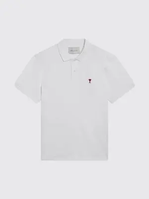 AMI Paris Logo Cotton Polo Shirt - White