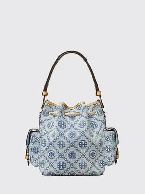 Tory Burch T Monogram Jacquard Denim Bucket Bag - Blue