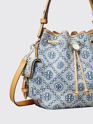 Tory Burch T Monogram Jacquard Denim Bucket Bag - Blue