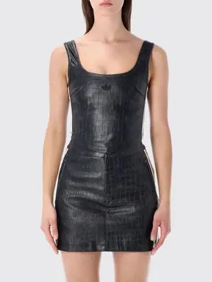 ADIDAS ORIGINALS Croc Print Synthetic Leather Top - Black