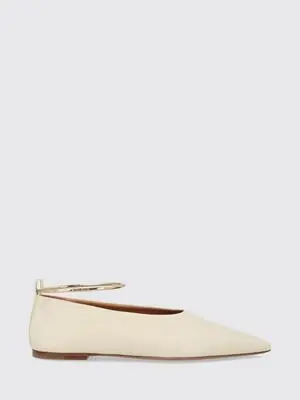 JIL SANDER Leather Ballerinas With Metal Ring Detail - Beige