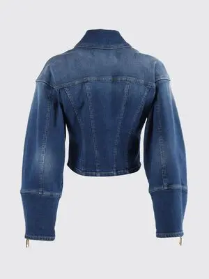 Elisabetta Franchi Denim Bustier Jacket With Lace-up Detail