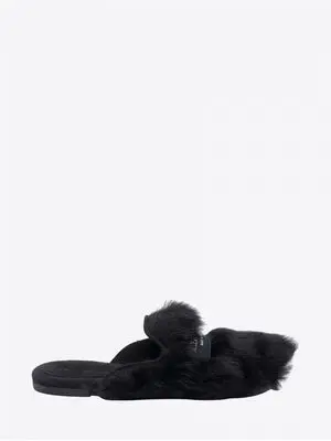 Dolce & Gabbana Shearling Slippers - Black