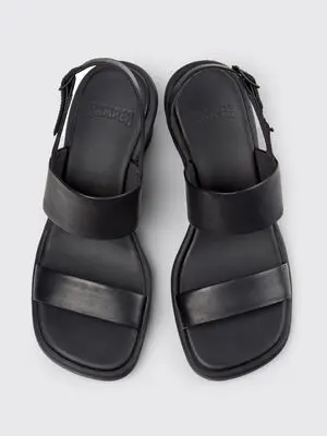 Camper Louise Leather Wedge Sandal - Black