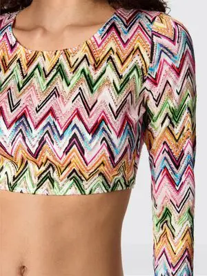 Missoni Cropped Viscose Top With Zig-zag Motif - Multicolor