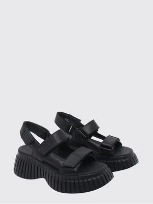 Camper Pix Leather Slingback Sandals With Platform - Black