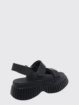 Camper Pix Leather Slingback Sandals With Platform - Black