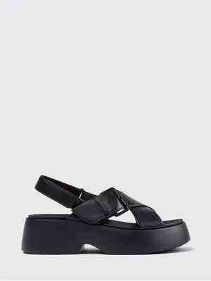 Camper Tasha Leather Platform Sandals - Black