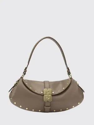 GANNI Studded Shoulder Bag - Coffee